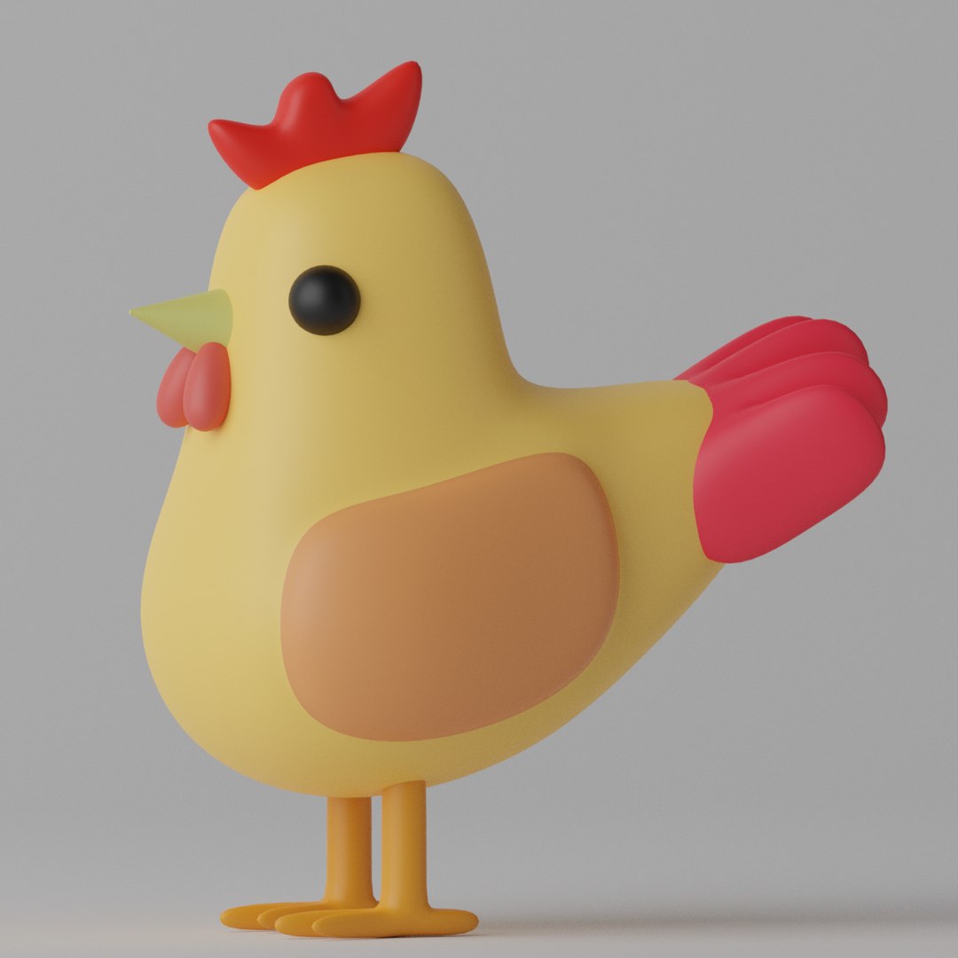 Cartoon Lovely Chicken Model - TurboSquid 2147213
