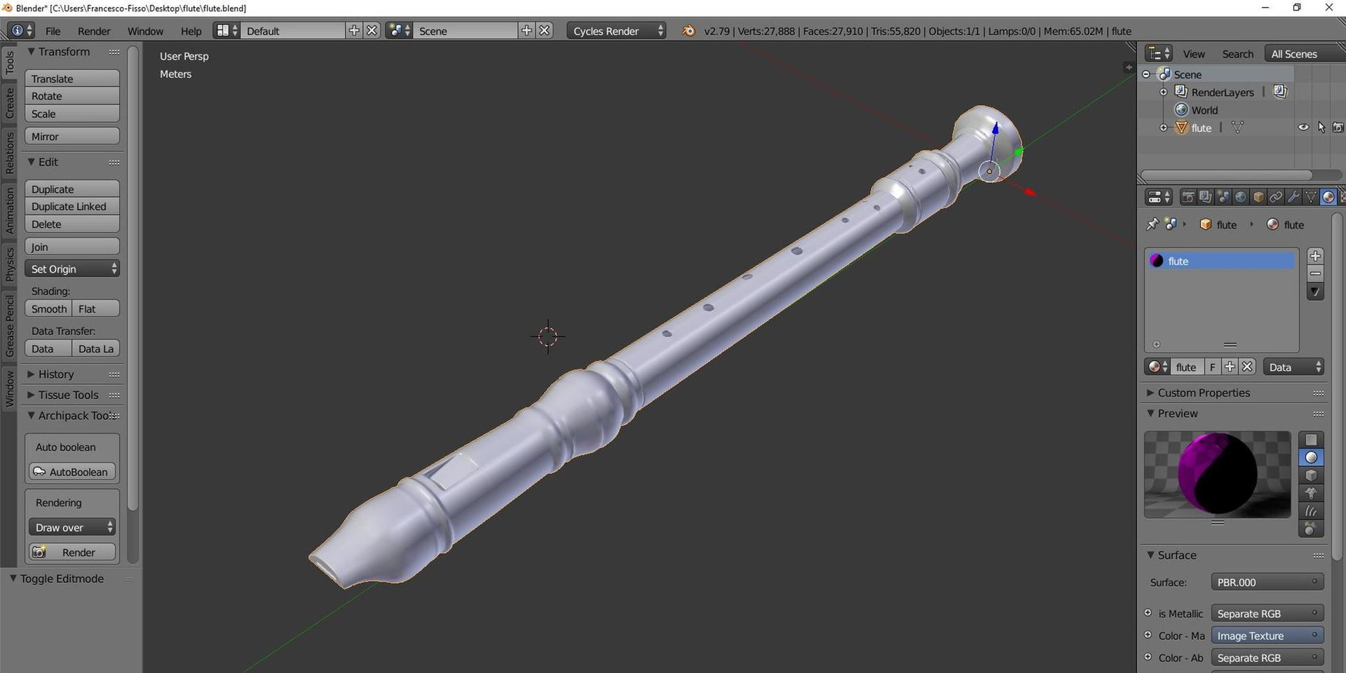 Flute Musical Instrument 3D Model - TurboSquid 1343045