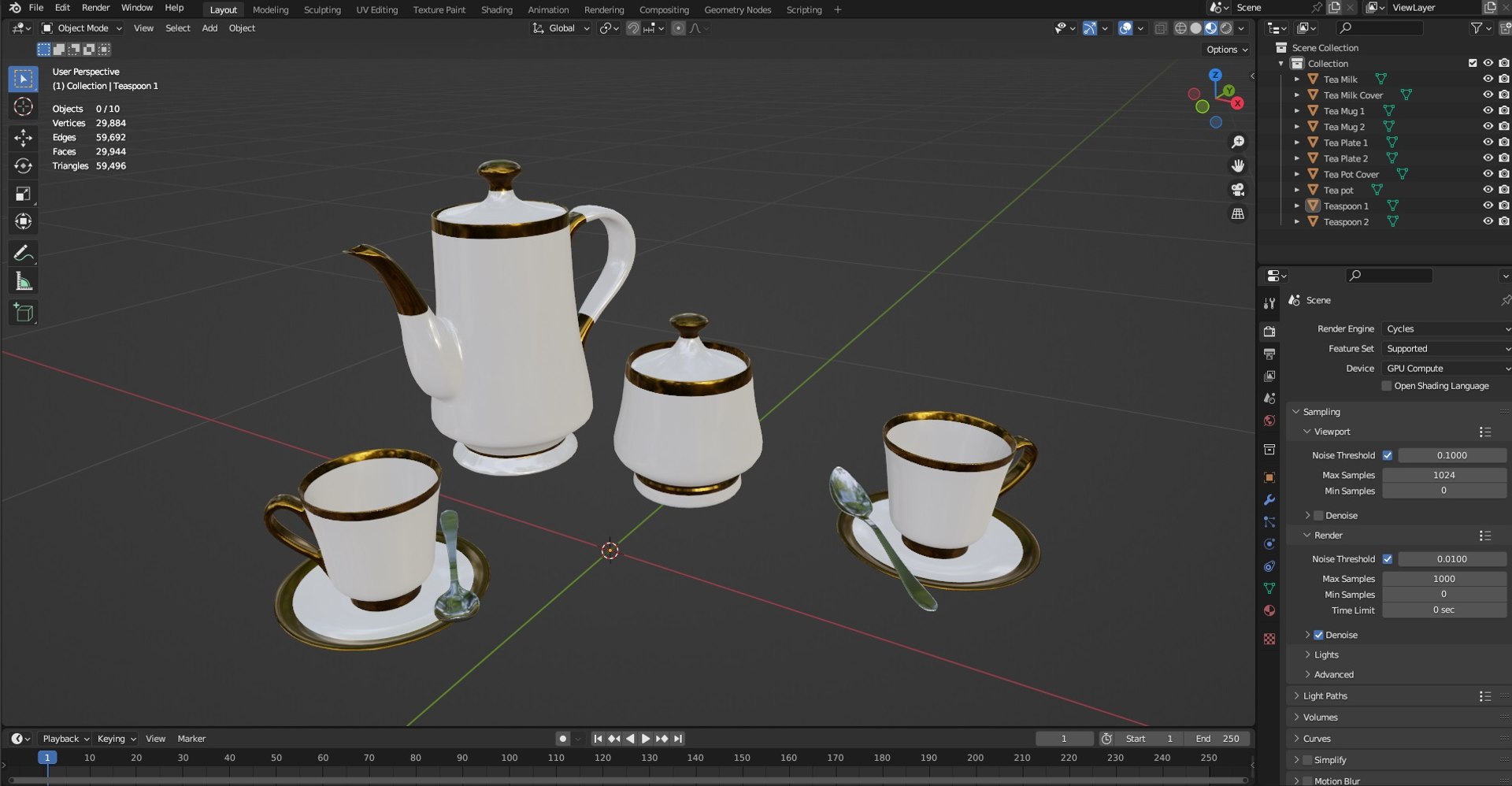 3D Tea Set 2 - TurboSquid 2340946