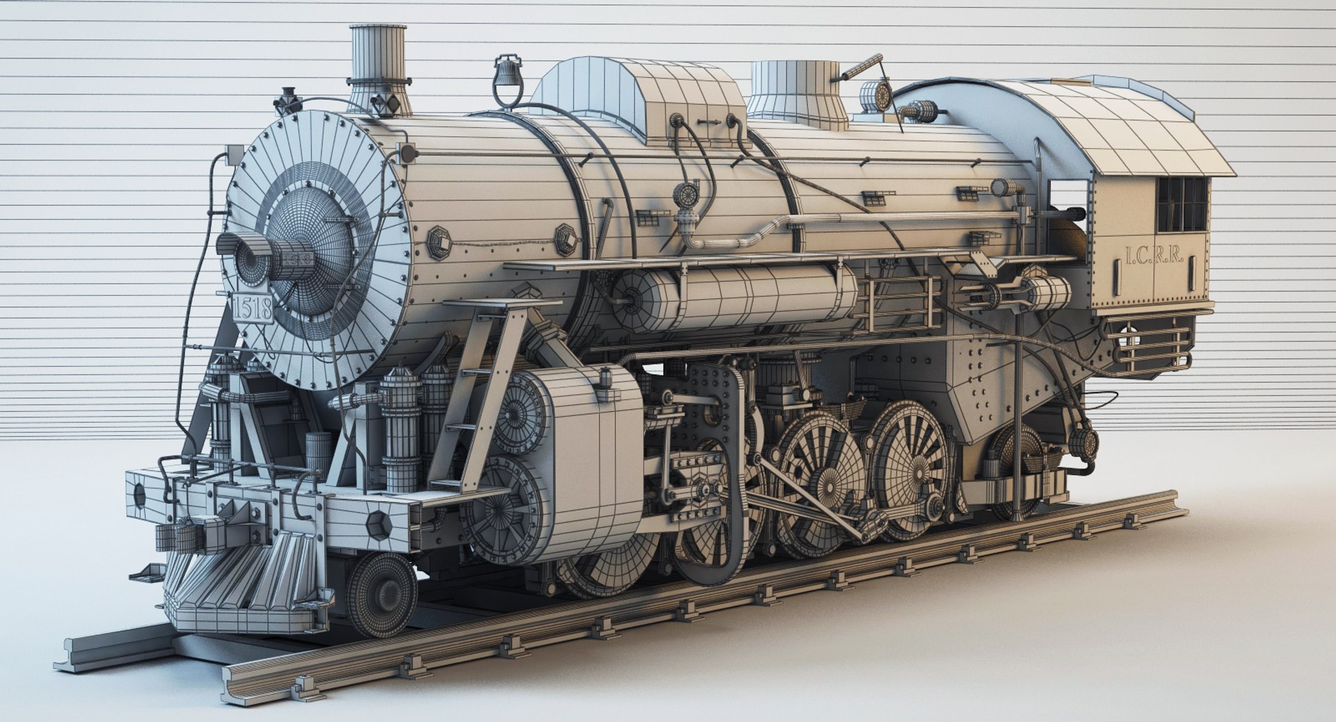 3d model icrr 1518 steam locomotive