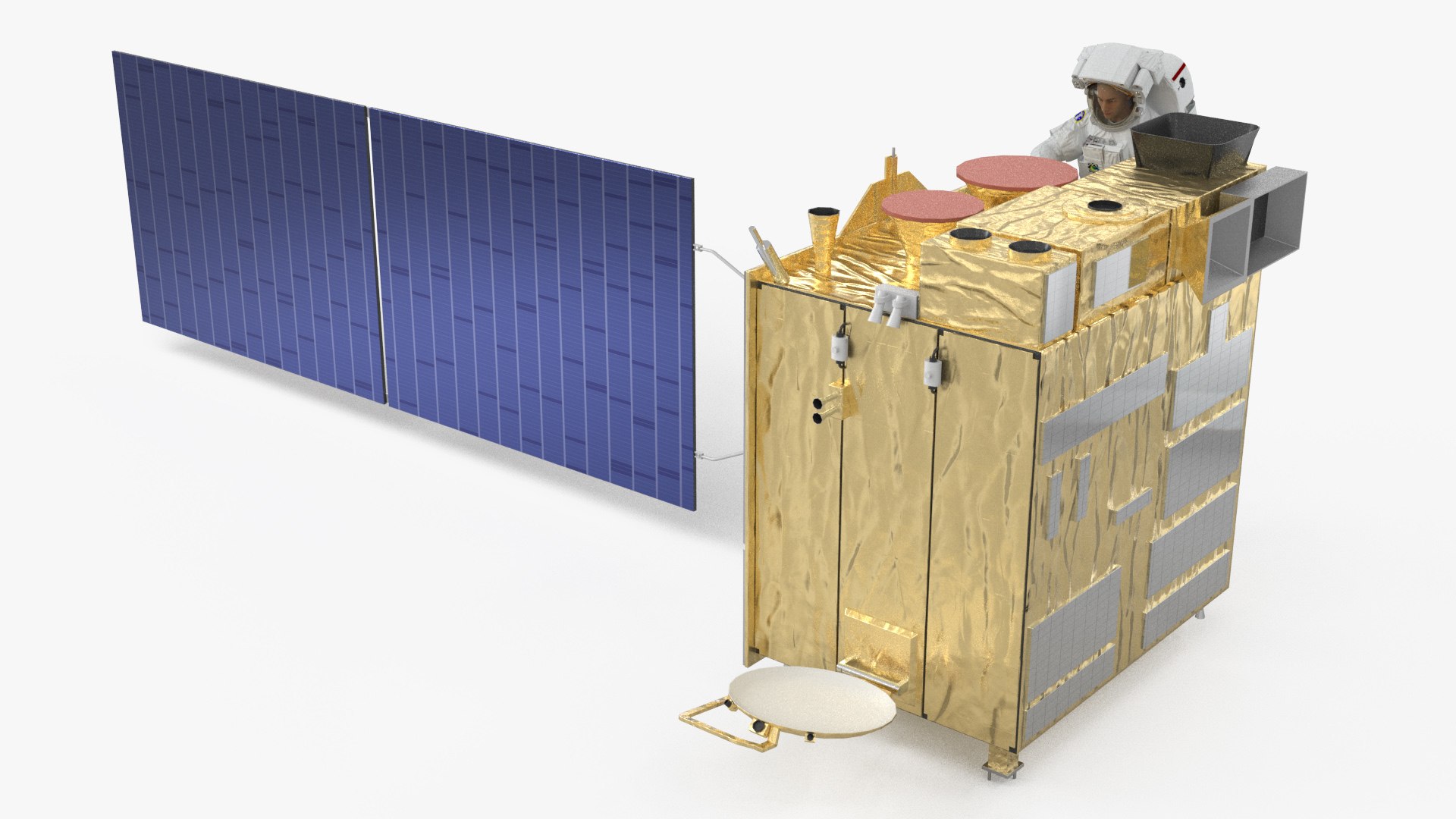 Geostationary Satellite COMS-1 With Astronaut 3D - TurboSquid 2385516