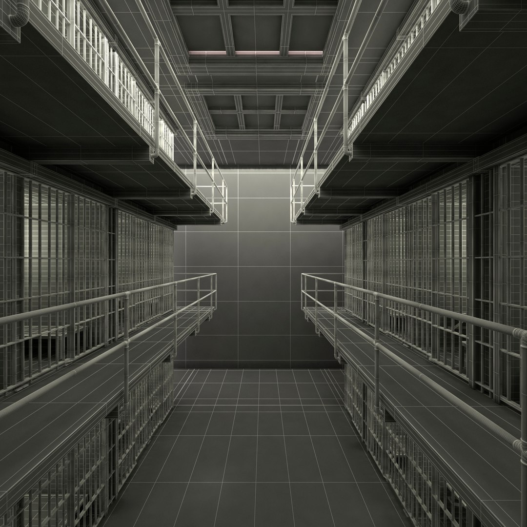 3d prison cells alcatraz scene model