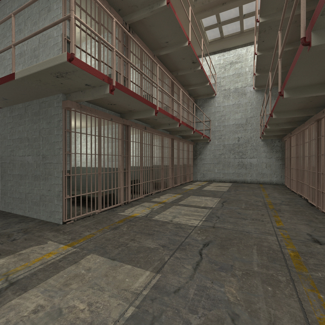 3d prison cells alcatraz scene model