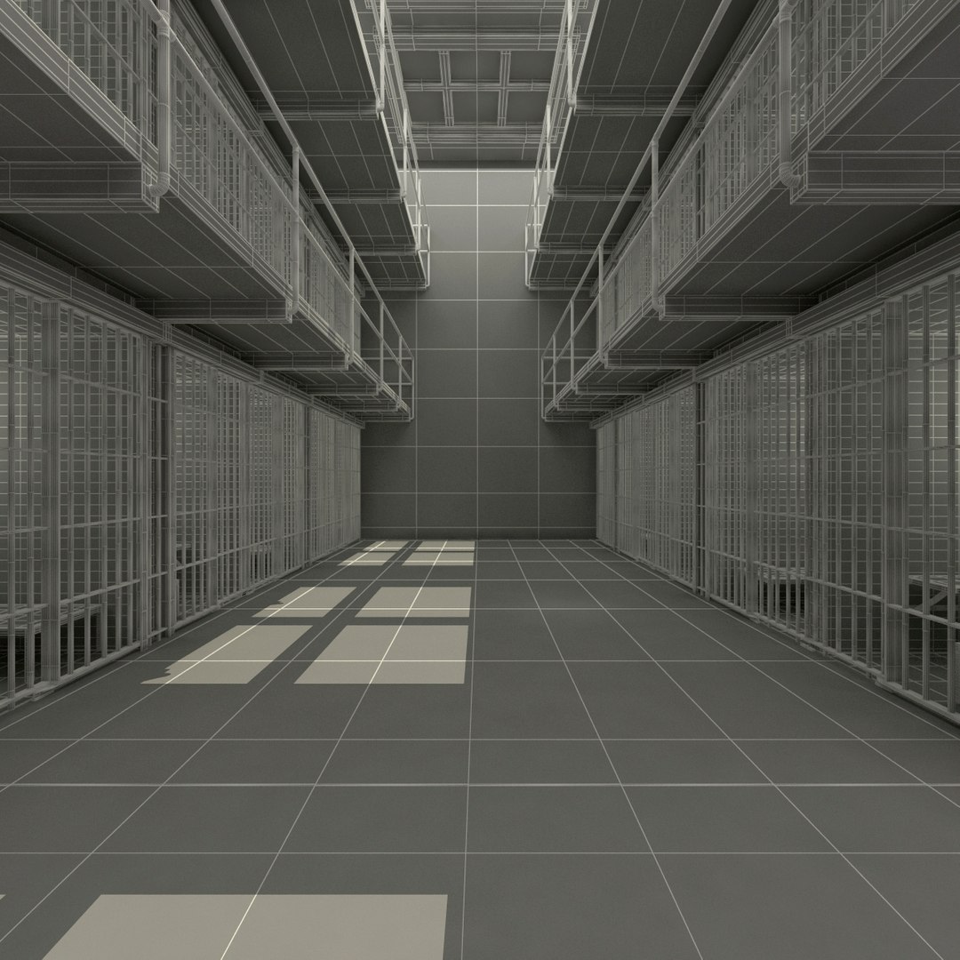 3d prison cells alcatraz scene model