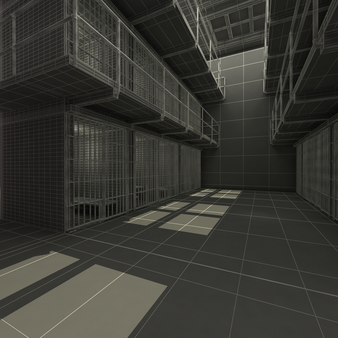 3d prison cells alcatraz scene model