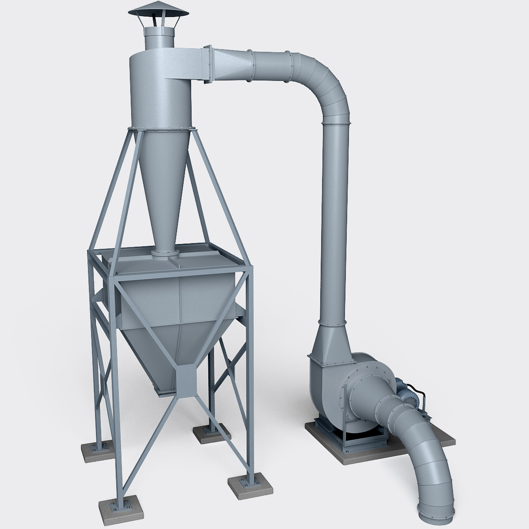 3d model industrial cyclone dust collector
