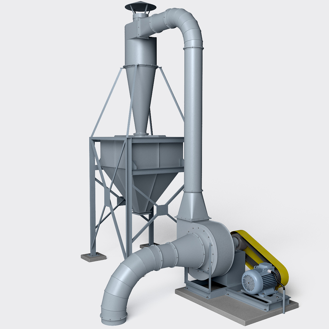 3d model industrial cyclone dust collector