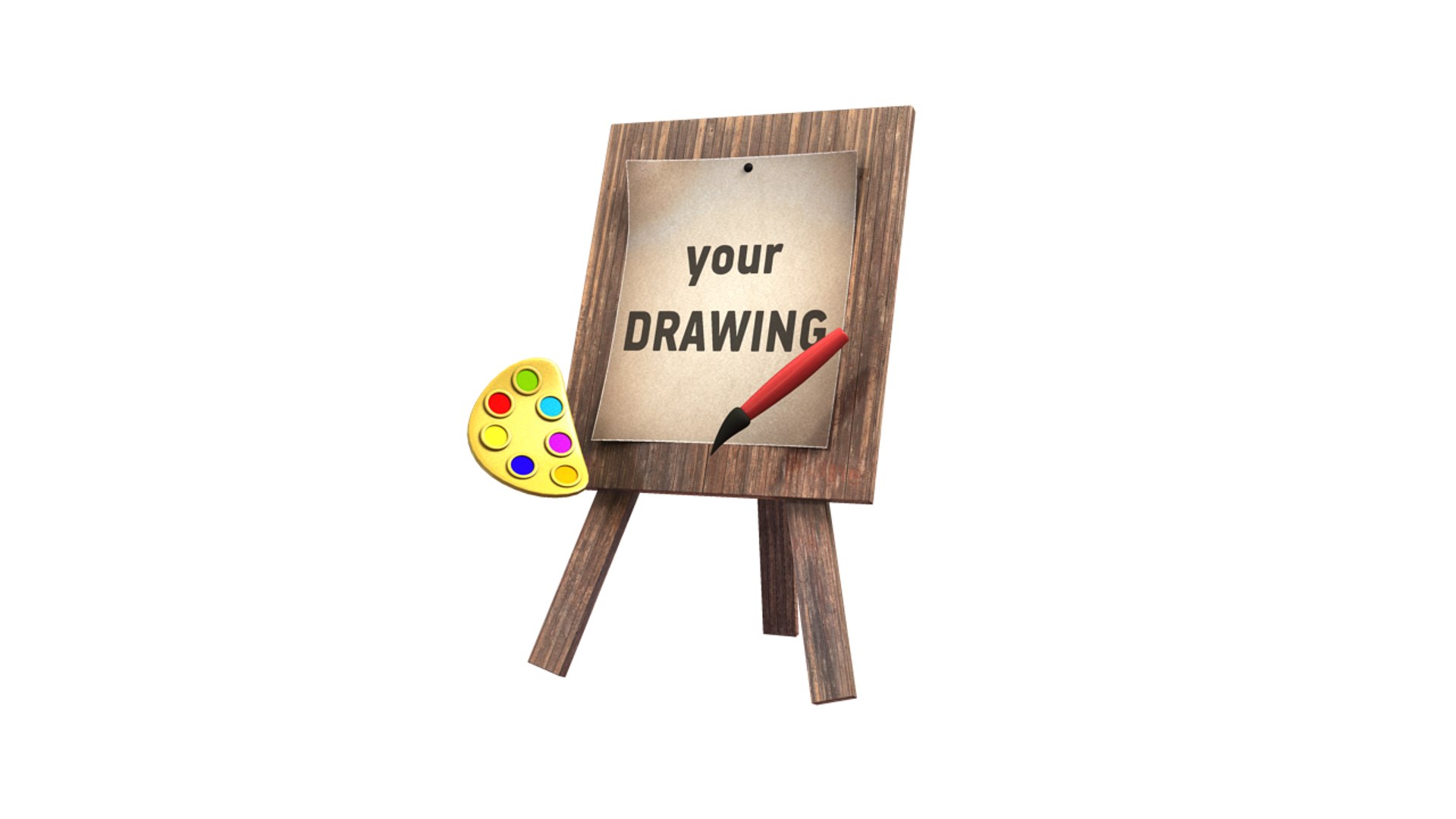 Cartoon Artist Drawing Board Obj