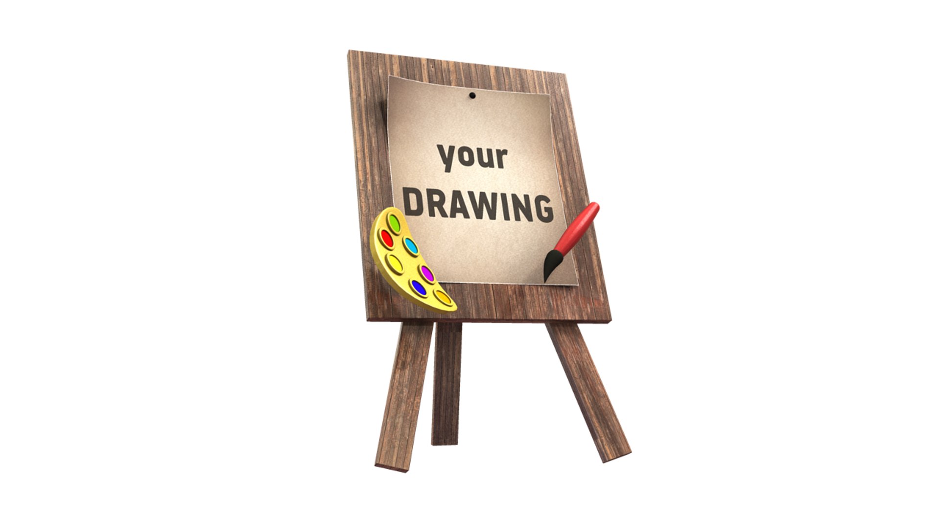 Cartoon Artist Drawing Board Obj