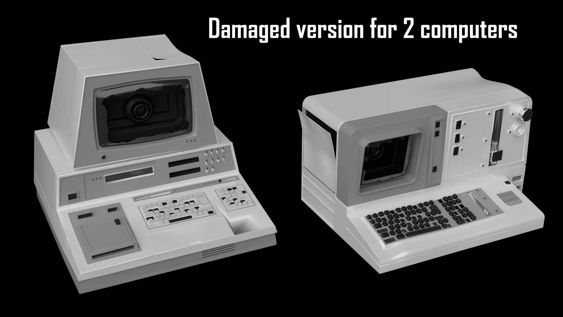 3D Retro Sci-Fi Computers Terminal Control Panel KIT 10 Models Model ...