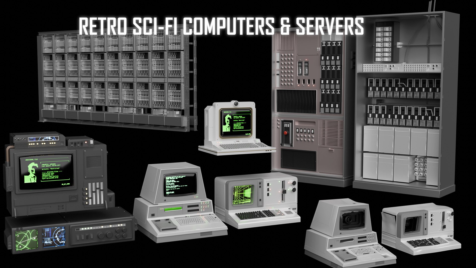 3D Retro Sci-Fi Computers And Servers KIT 10 Models Model - TurboSquid ...