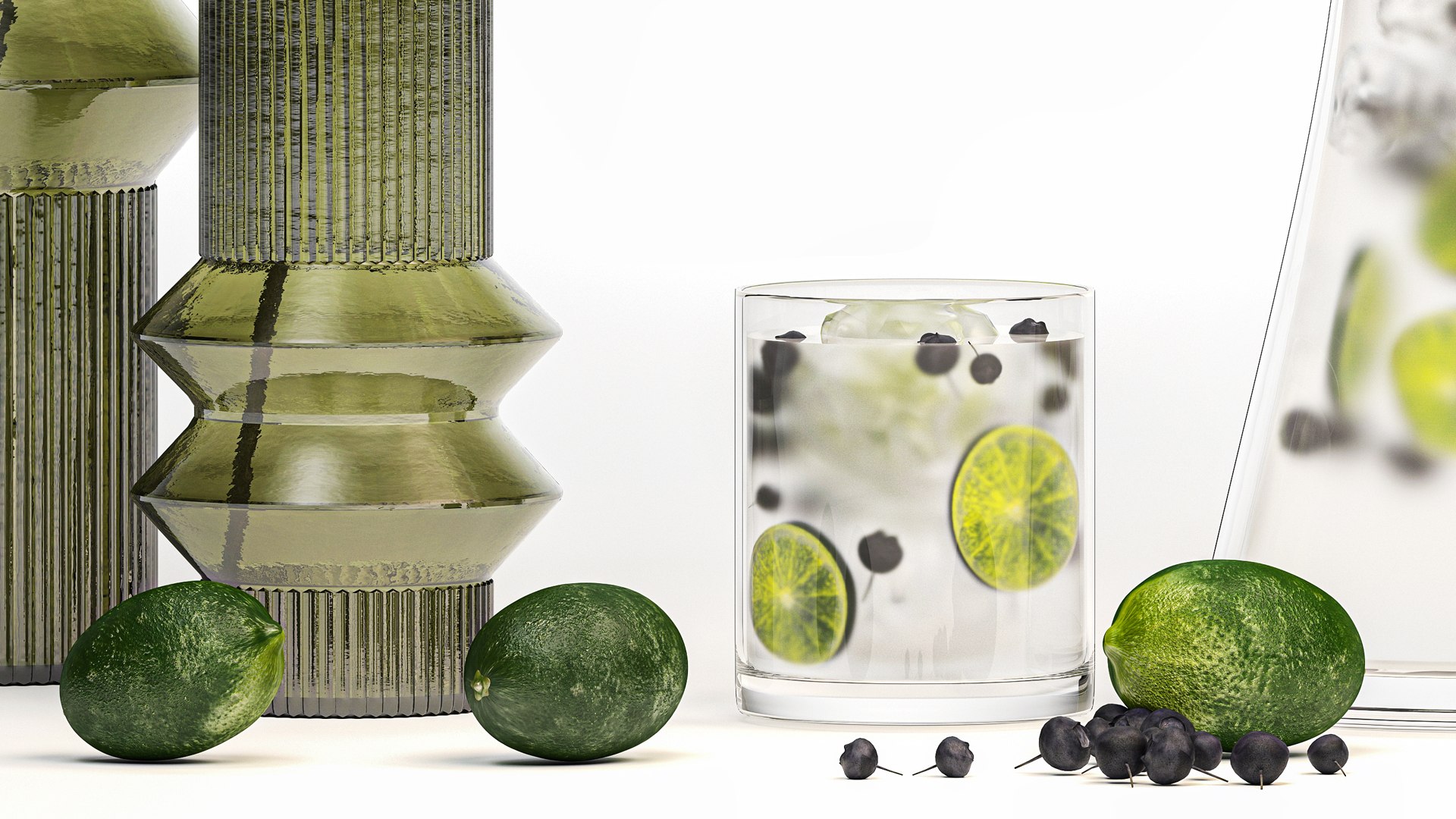 3D Model Bouquet Of Flowers With Carafe Of Lime Lemonade - TurboSquid ...