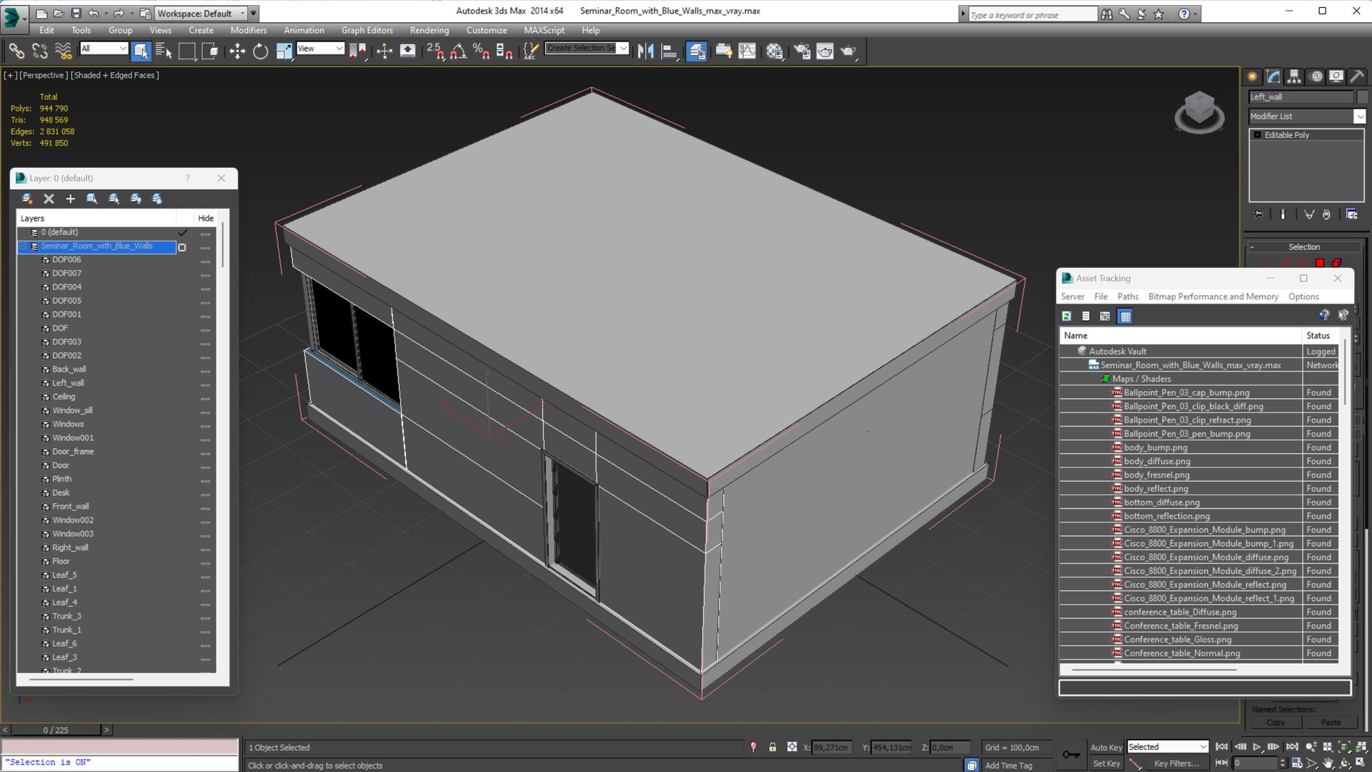 3D Seminar Room With Blue Walls - TurboSquid 2016258