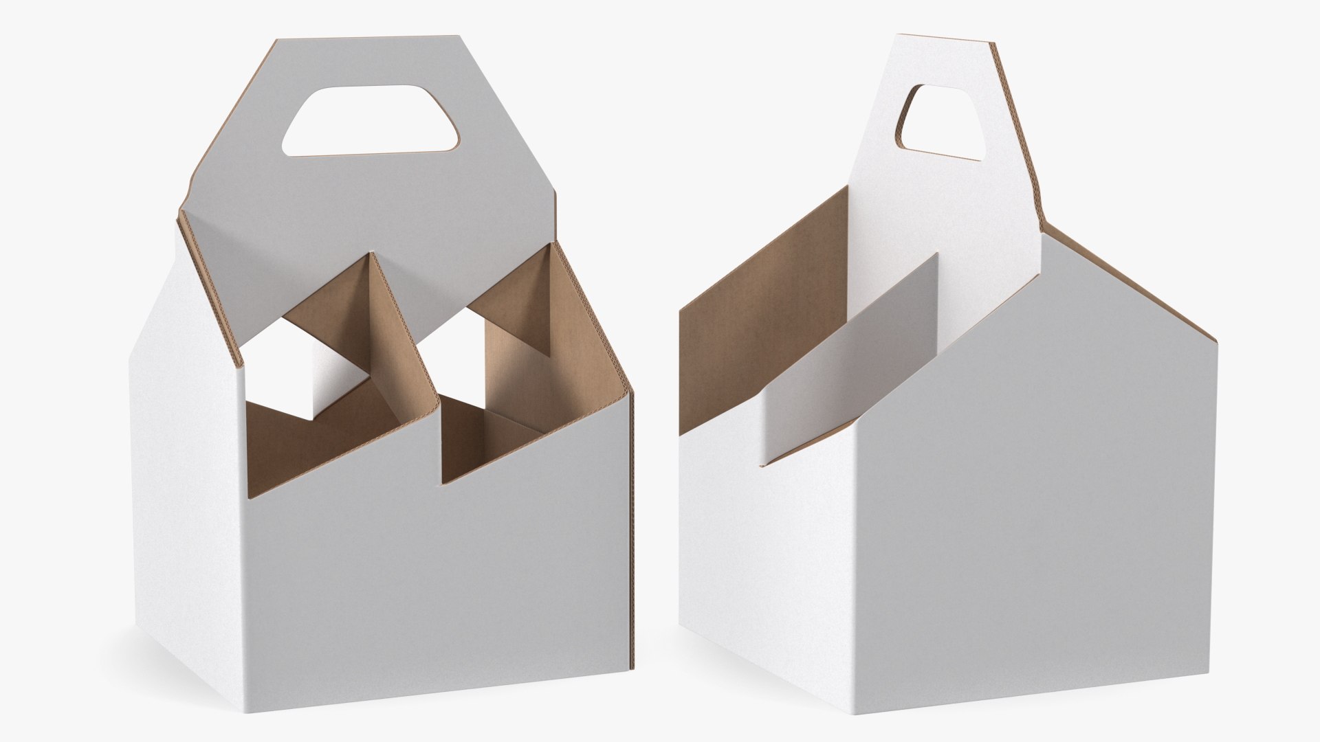 3D White Cardboard 4 Pack Bottle Carrier Box Empty - TurboSquid 1999885