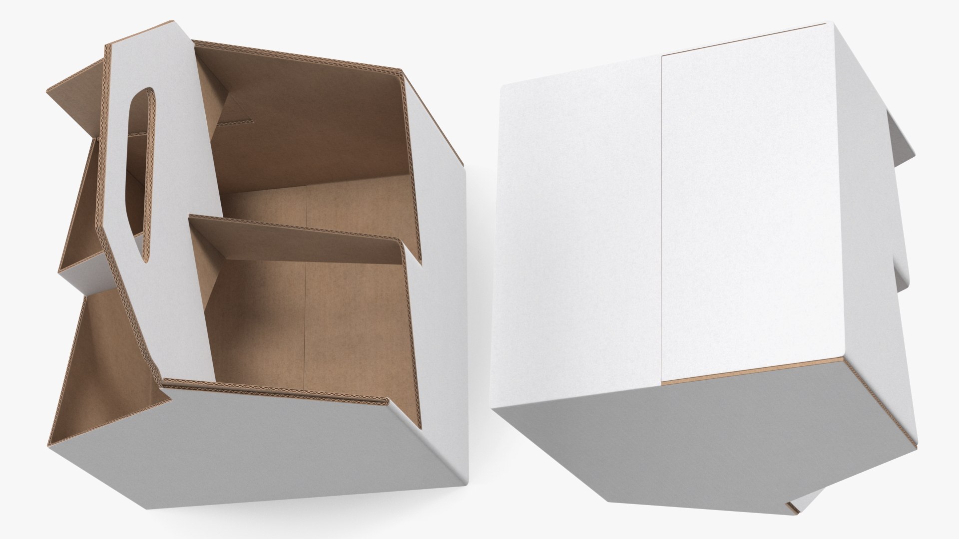 3D White Cardboard 4 Pack Bottle Carrier Box Empty - TurboSquid 1999885