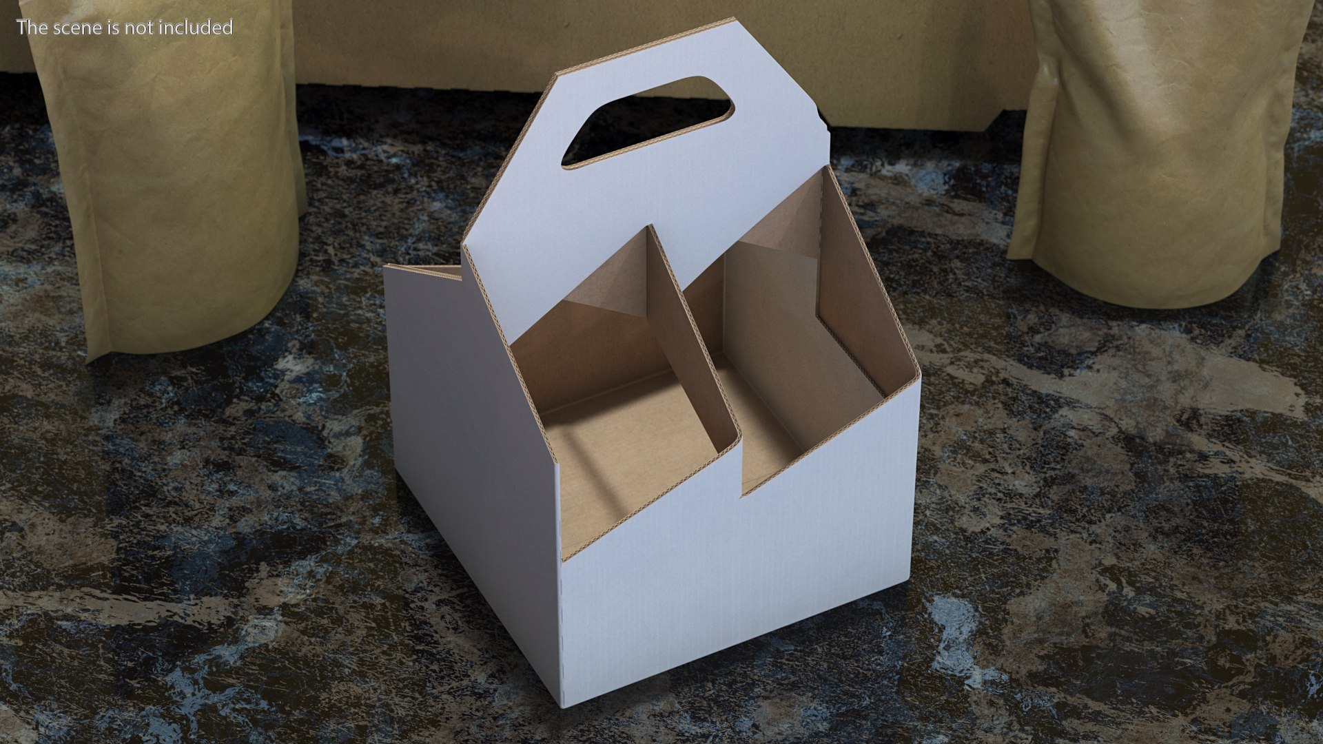 3D White Cardboard 4 Pack Bottle Carrier Box Empty - TurboSquid 1999885
