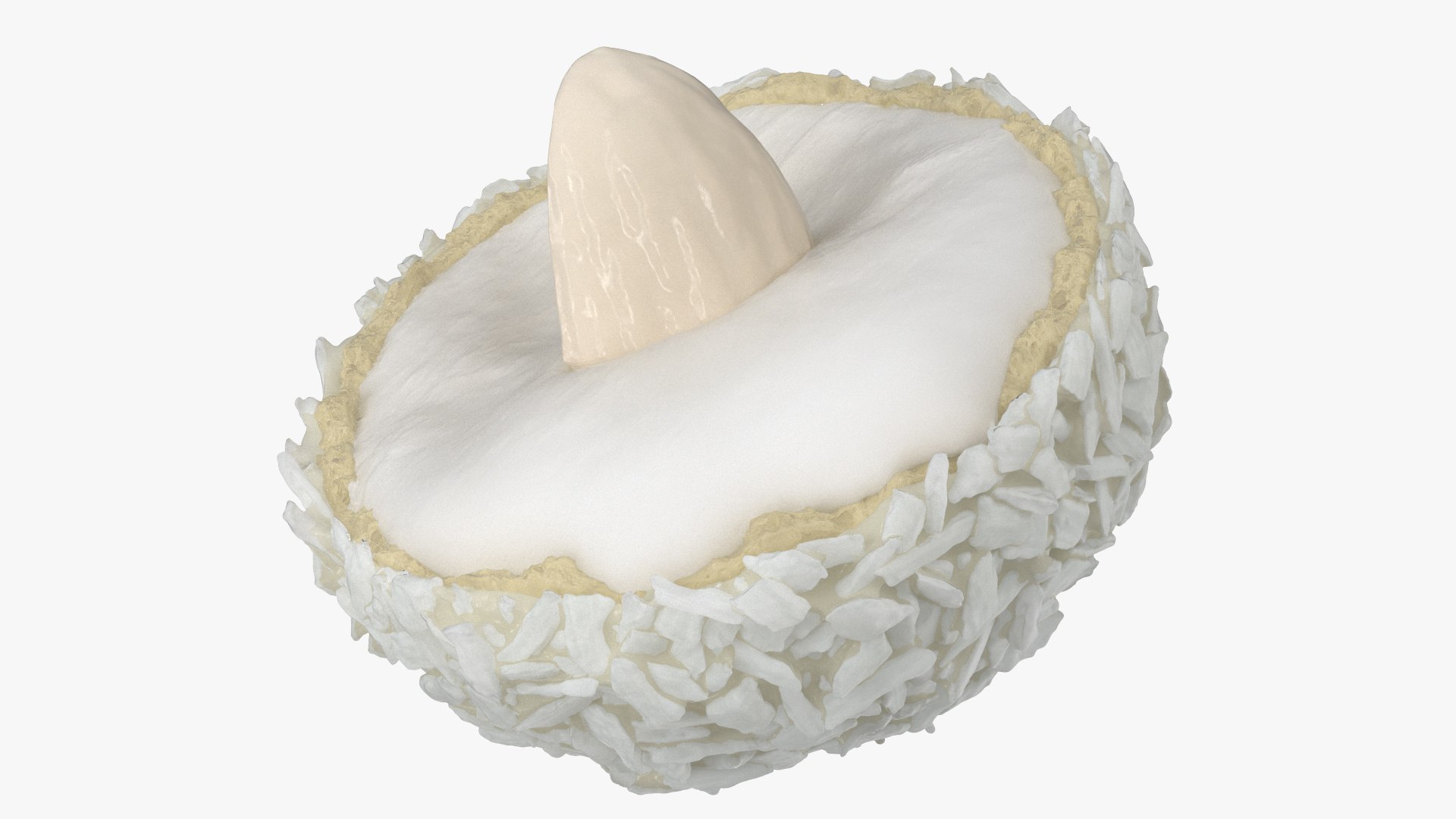 3D Half Of Coconut White Chocolate Candy Ball Model - TurboSquid 2199123