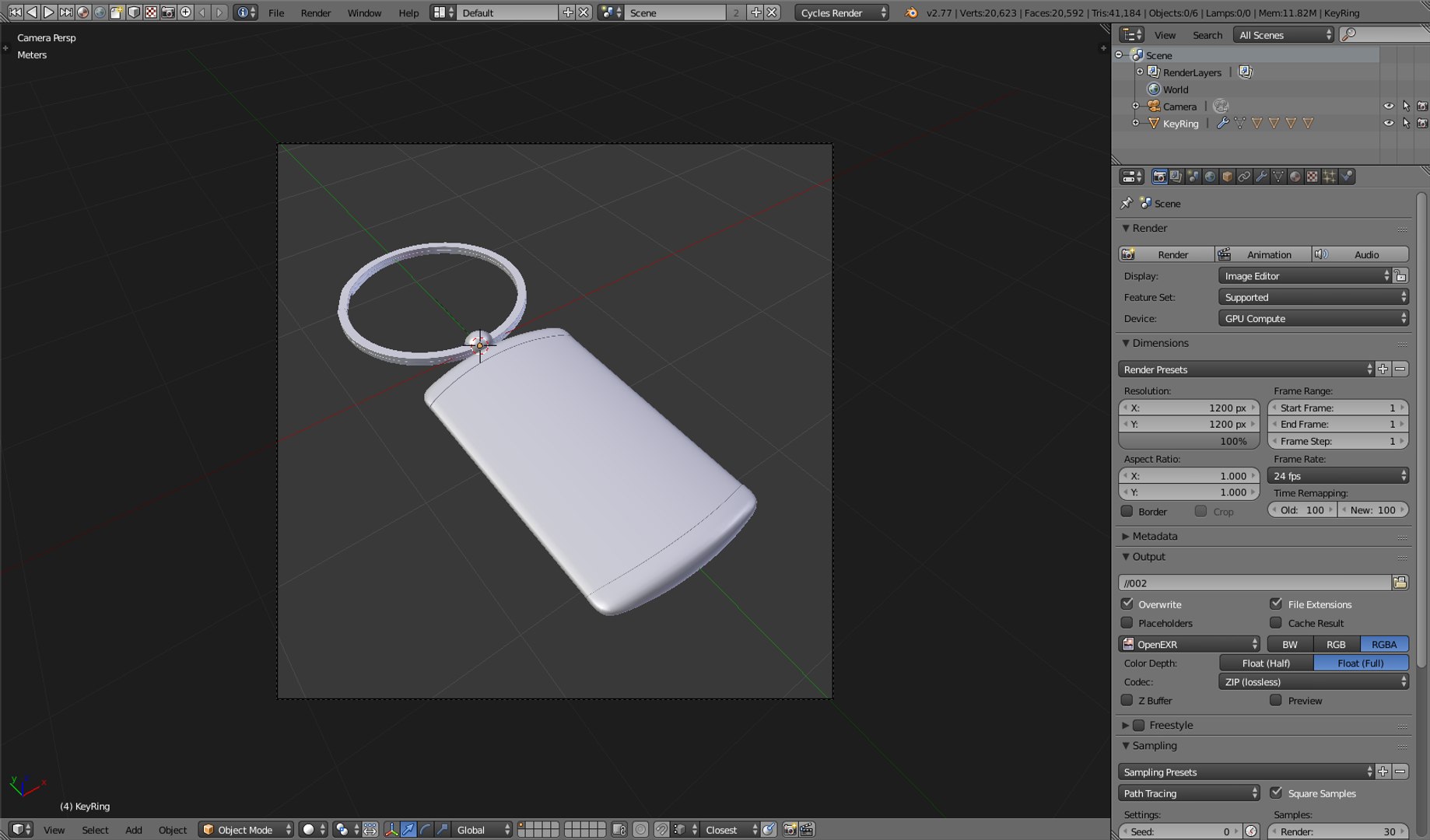 3d keyring ring keys 2 model