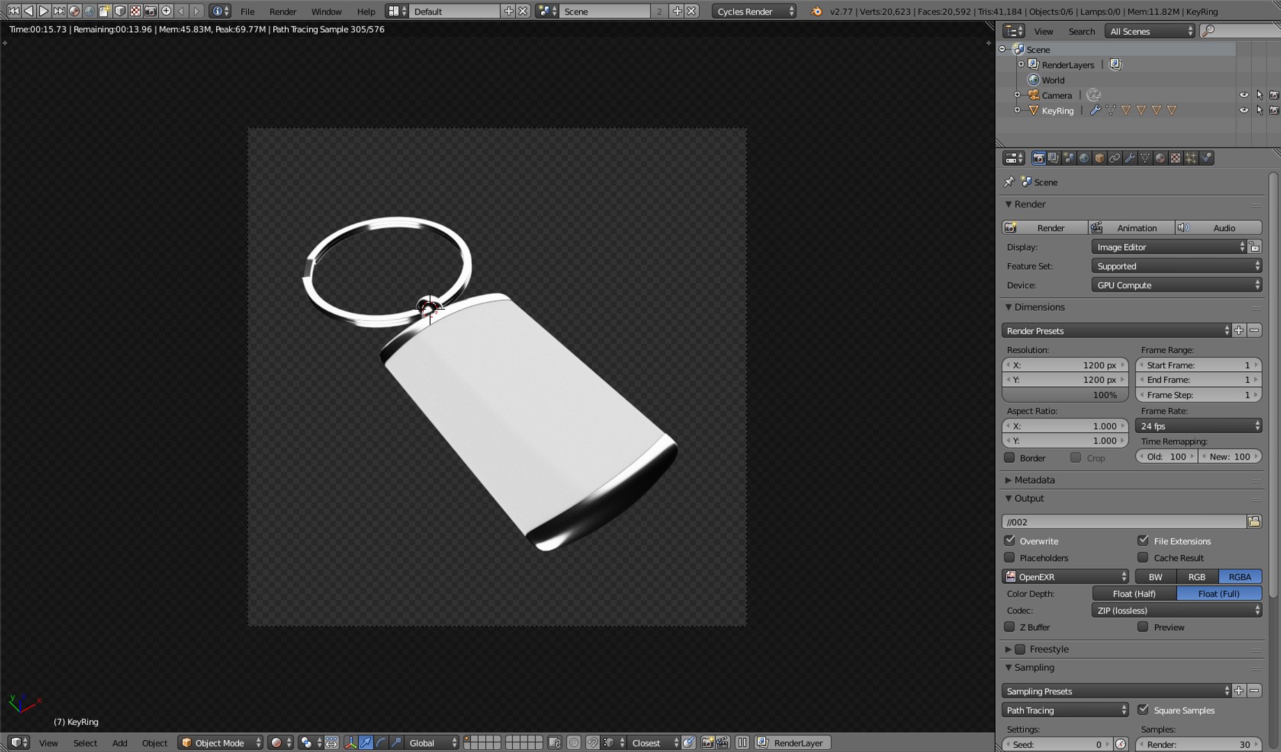 3d keyring ring keys 2 model