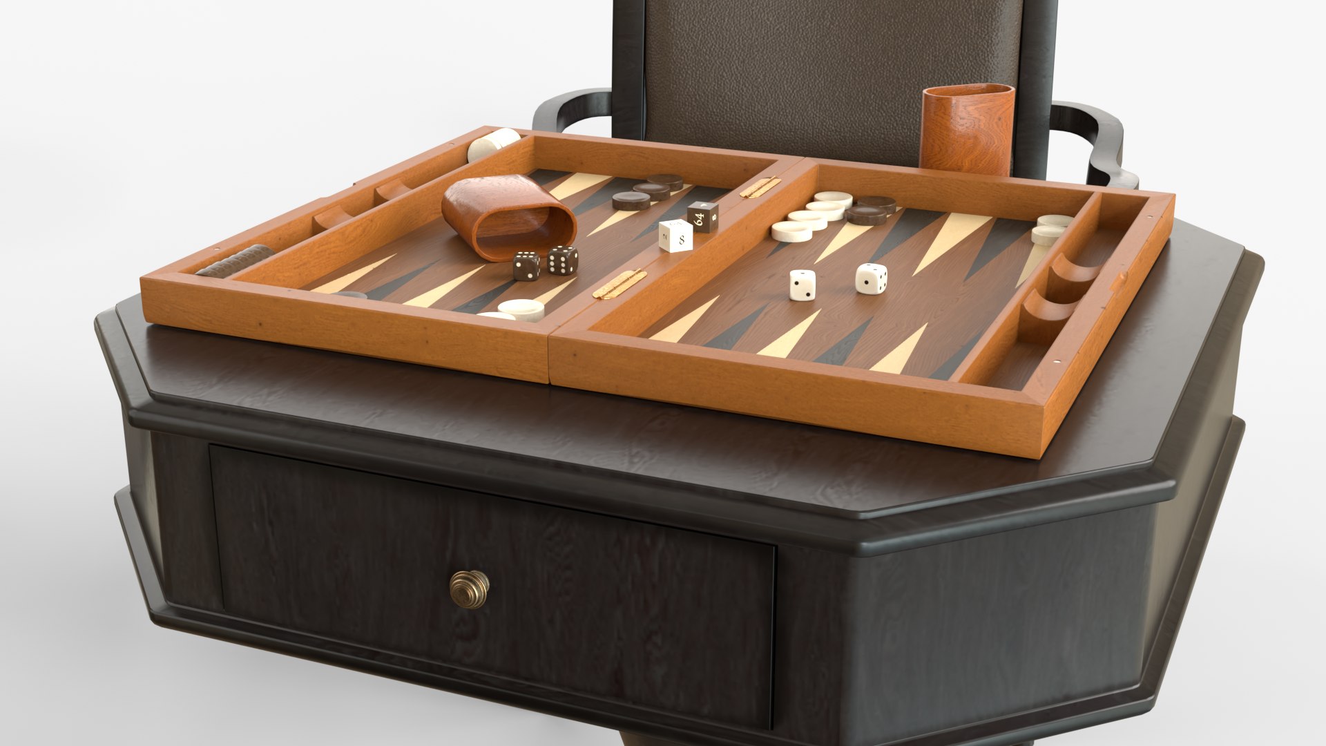 Backgammon Game With Table Chairs Set 3D Model - TurboSquid 2197559