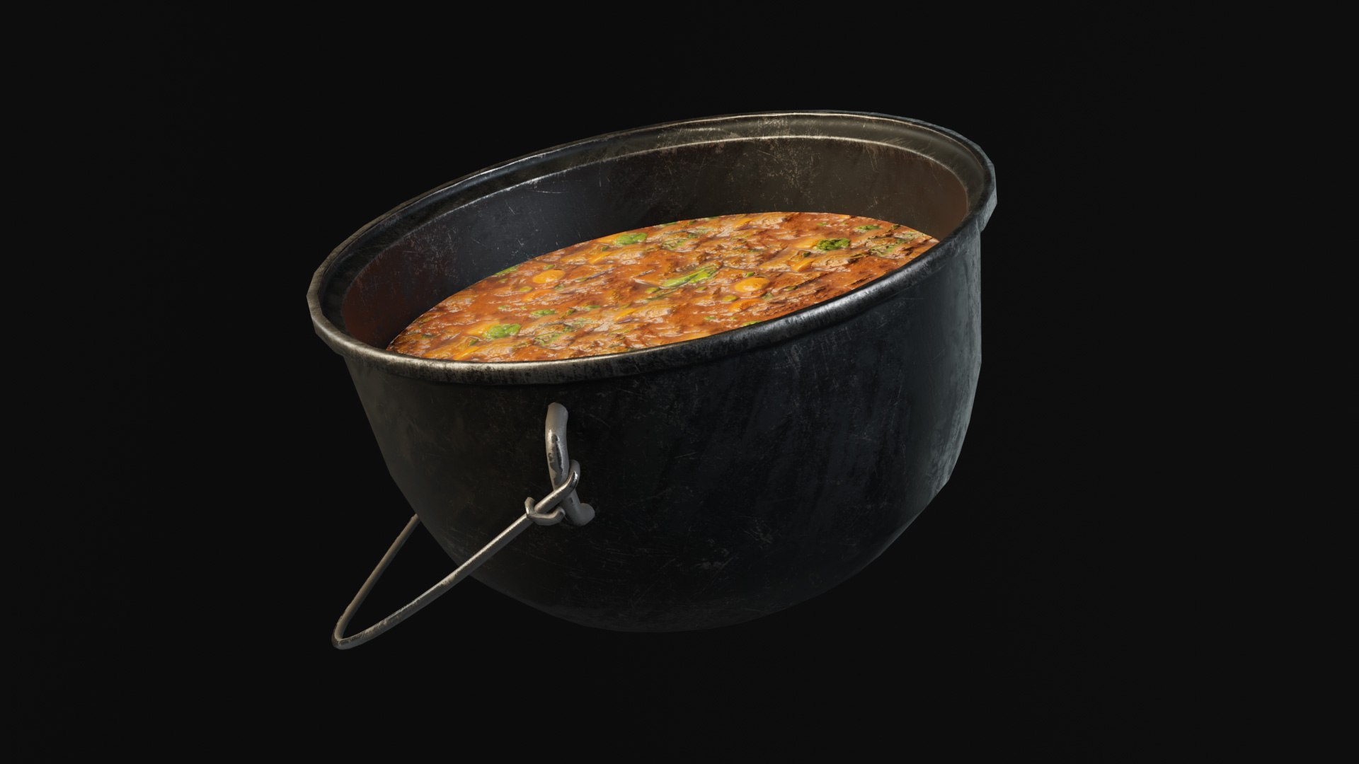 Old Cauldron With Stew 3D - TurboSquid 1776980