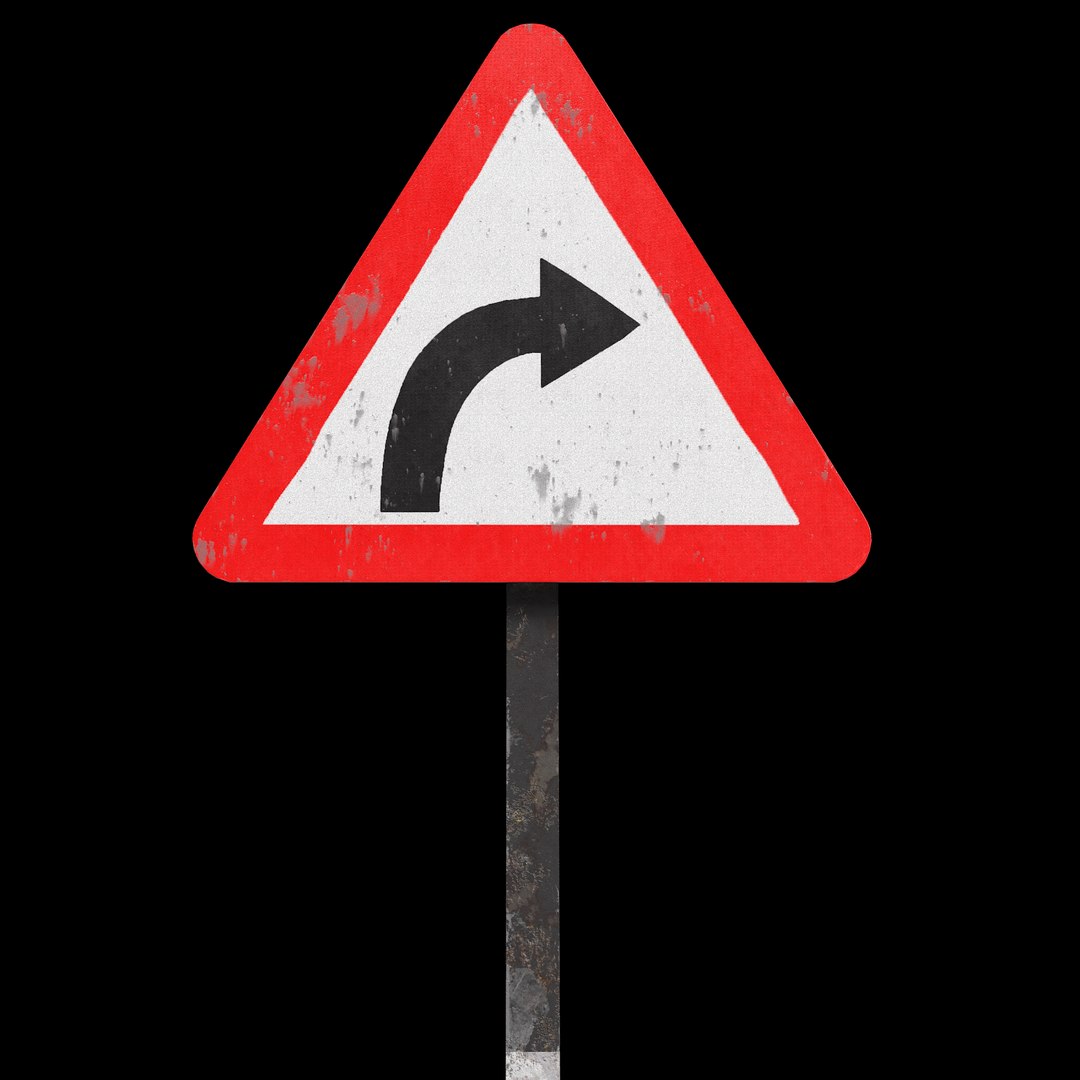 Right hand curve roadsign model - TurboSquid 1494188