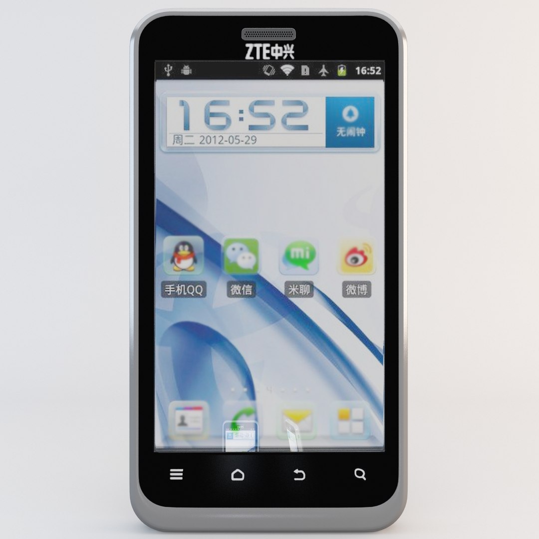 3d model black zte n880e cell phone