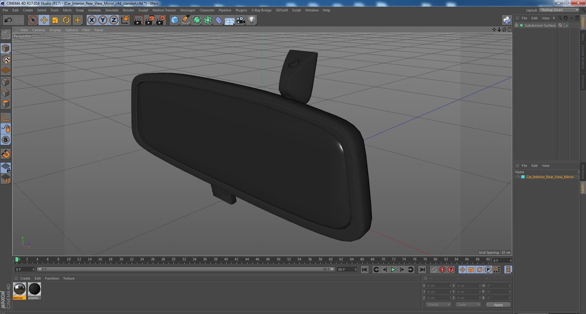 Car Interior Rear View Mirror 3D - TurboSquid 2158693