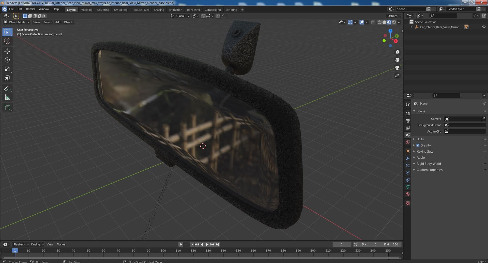 Car Interior Rear View Mirror 3D - TurboSquid 2158693