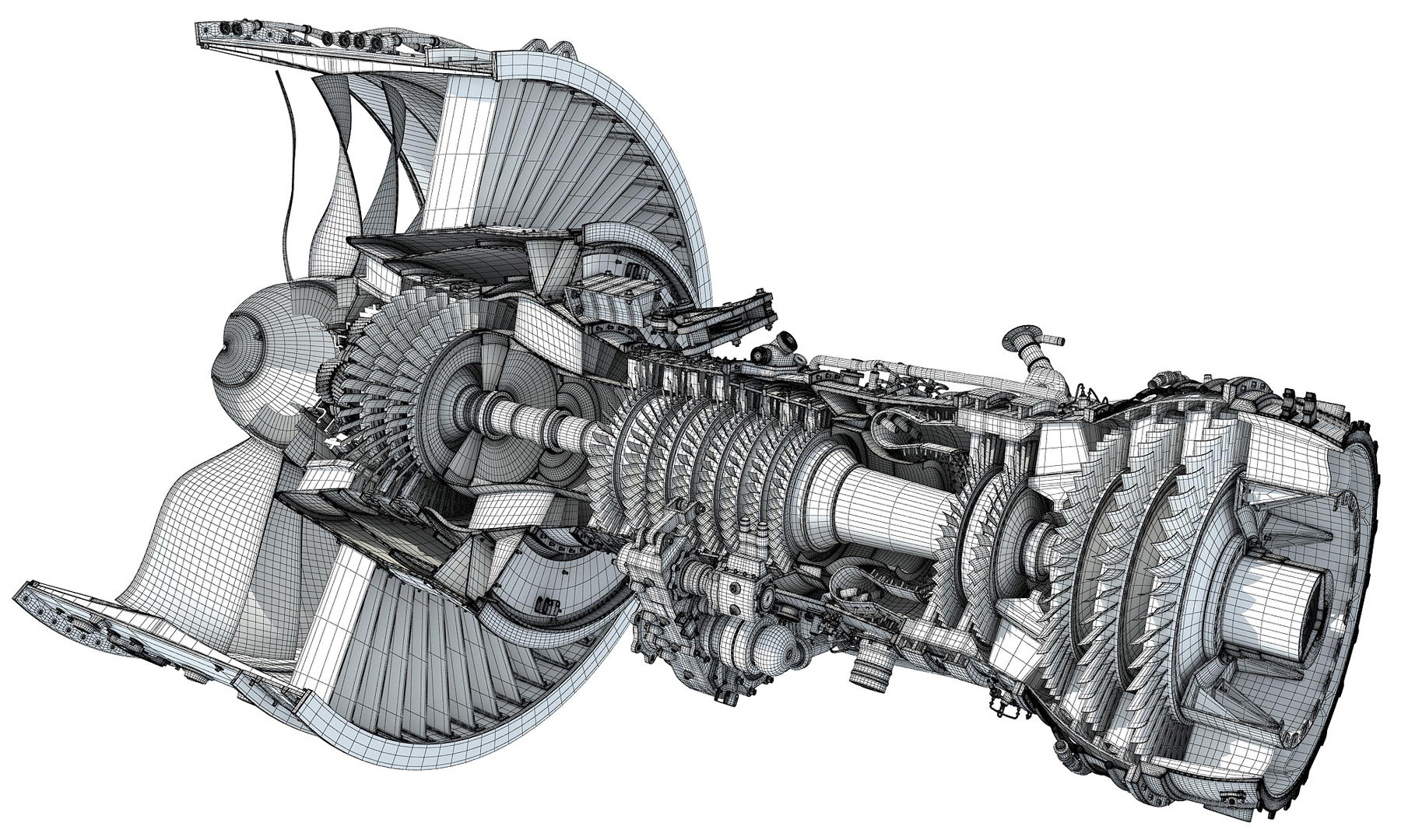 3D geared turbofan engine cutaway - TurboSquid 1470867