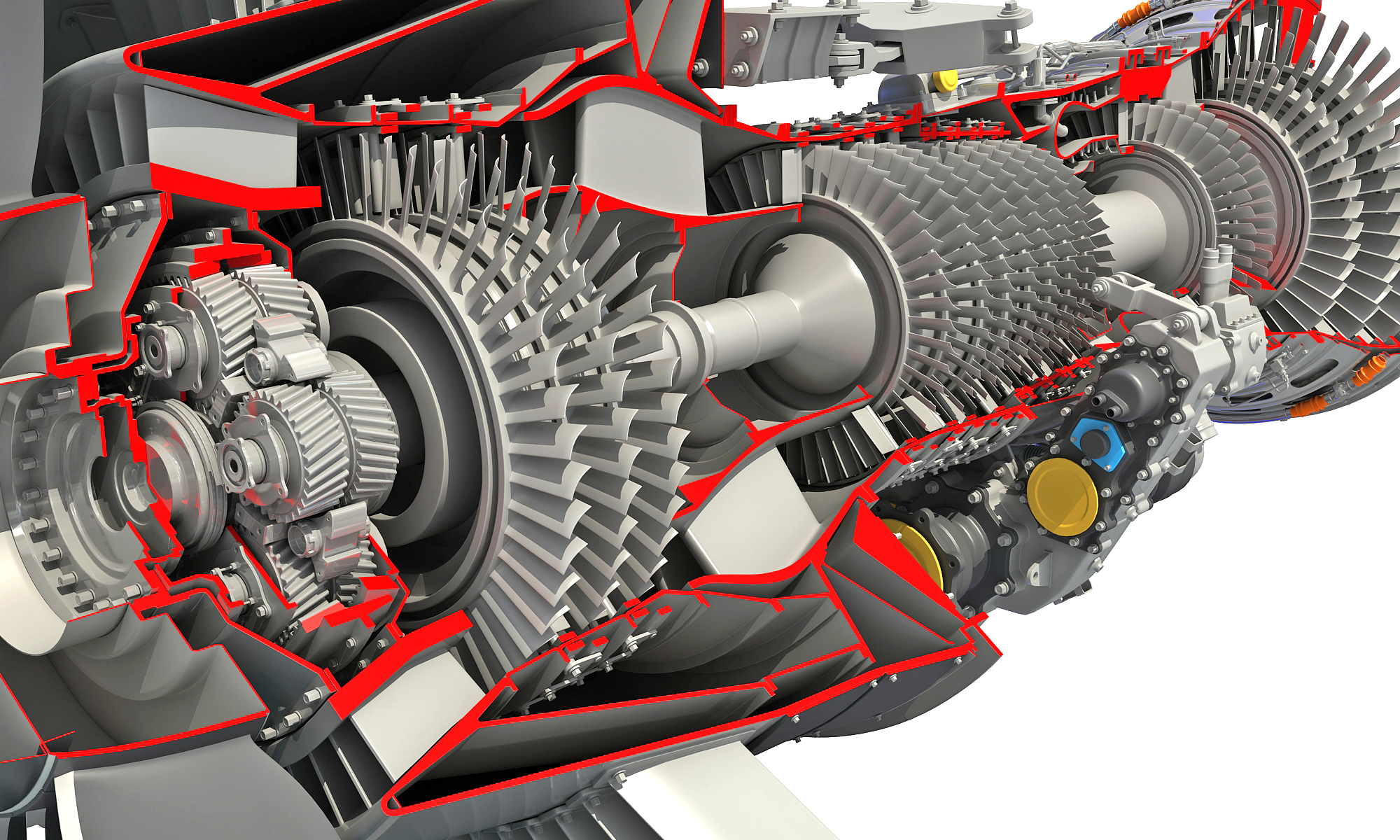 3D geared turbofan engine cutaway - TurboSquid 1470867