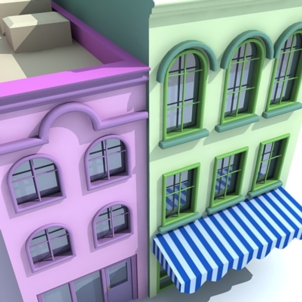 cartoon building 3d model