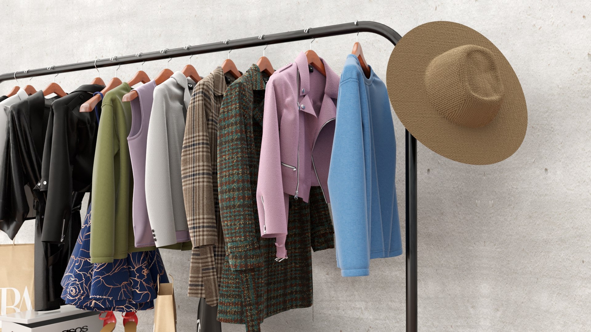 Realistic model of clothes on Rack collection 3D - TurboSquid 1811608