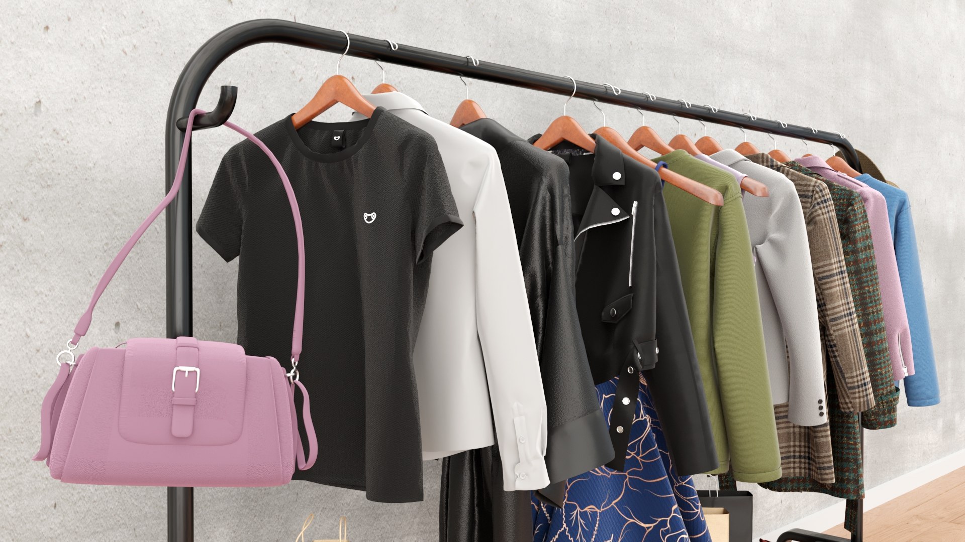 Realistic Model Of Clothes On Rack Collection 3D - TurboSquid 1811608