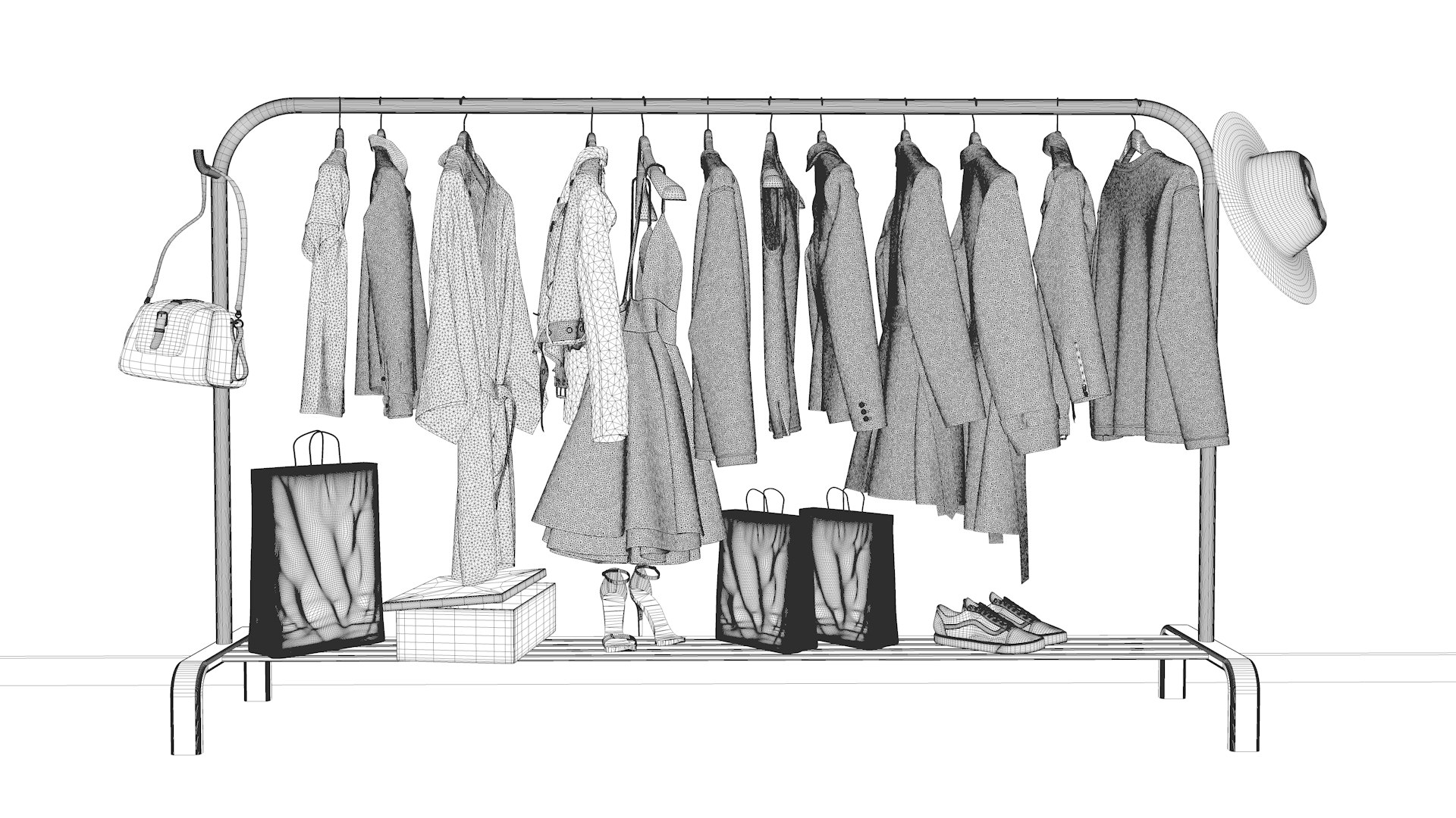 Realistic model of clothes on Rack collection 3D - TurboSquid 1811608