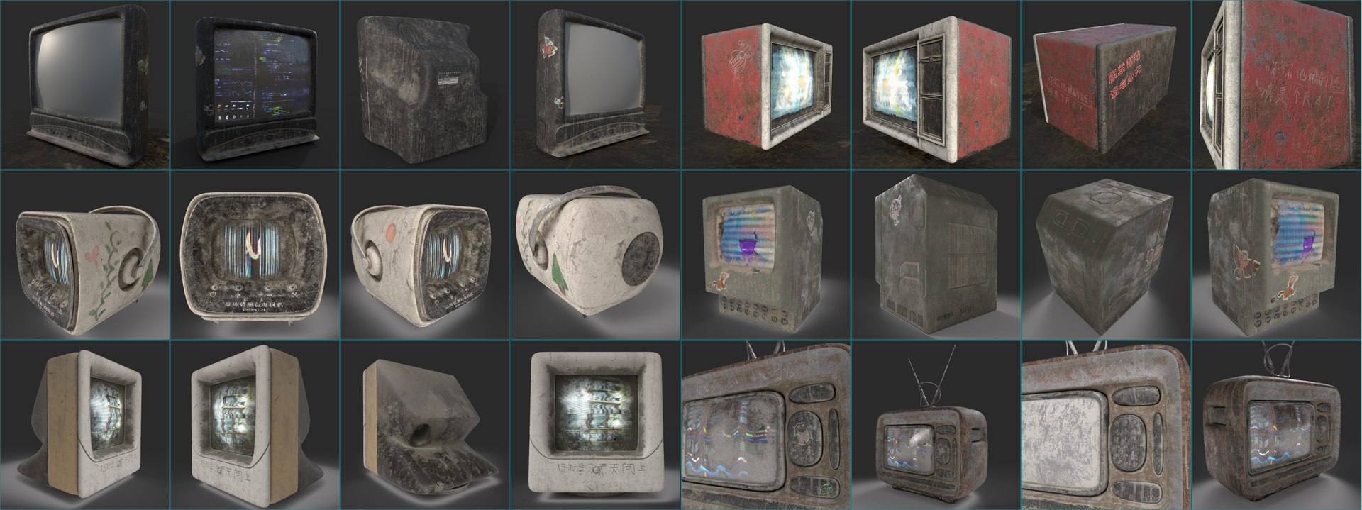 3D Old TV Asset Package Model - TurboSquid 1990911