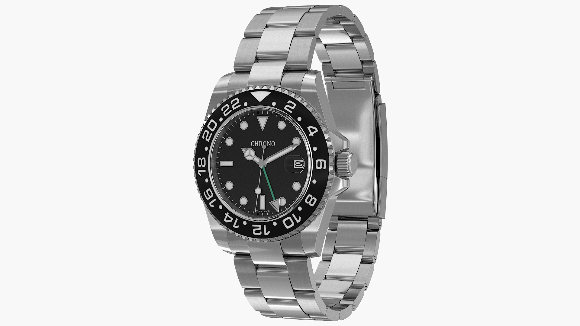 3D Chrono Watch 3 Black Bezel - TurboSquid 2142067