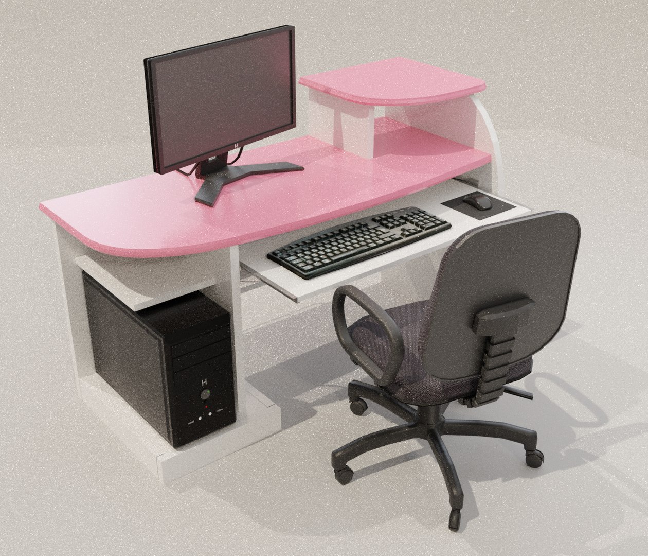 3D Computer Desk Desktop Model - TurboSquid 1400875