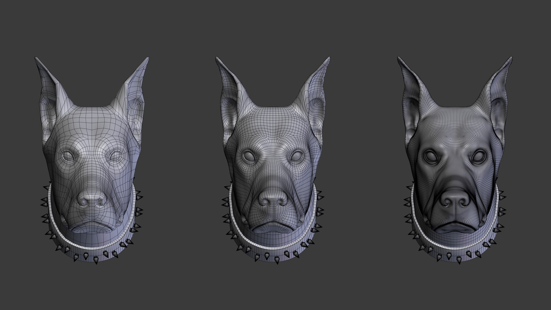 Doberman Head 3d Model
