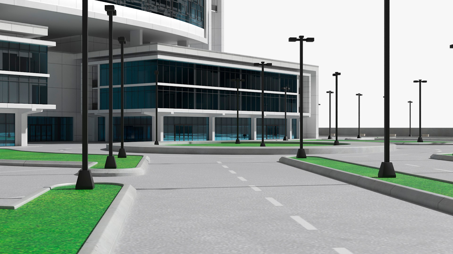 Modern Complex With Landscaping 3D Model - TurboSquid 2385255