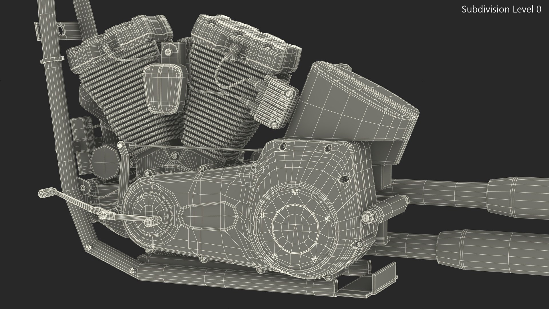 Twin Cylinder Motorcycle Engine 3D Model - TurboSquid 2302302