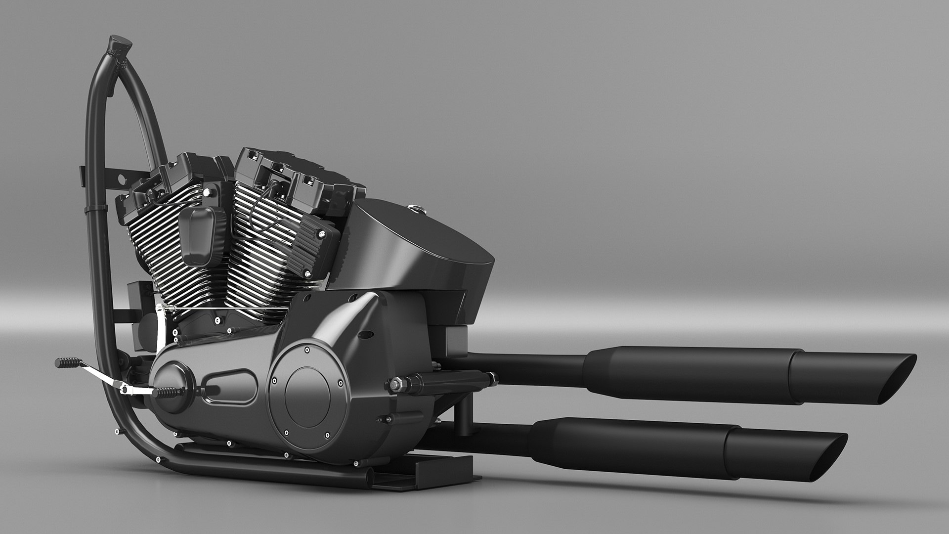 Twin Cylinder Motorcycle Engine 3D Model - TurboSquid 2302302