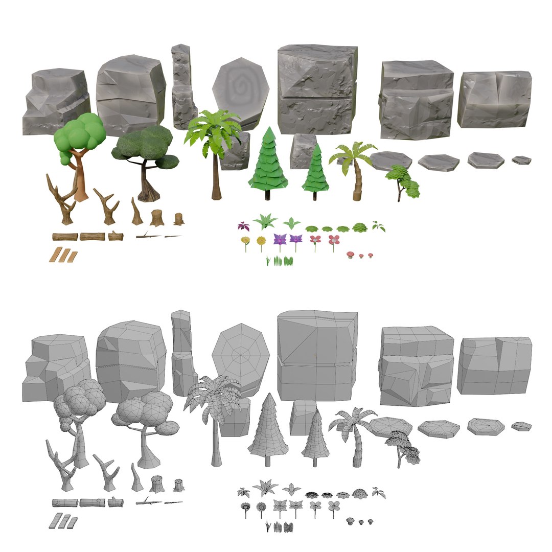 3D Natural Elements 3d Mobile Game Assets Model - TurboSquid 2274301