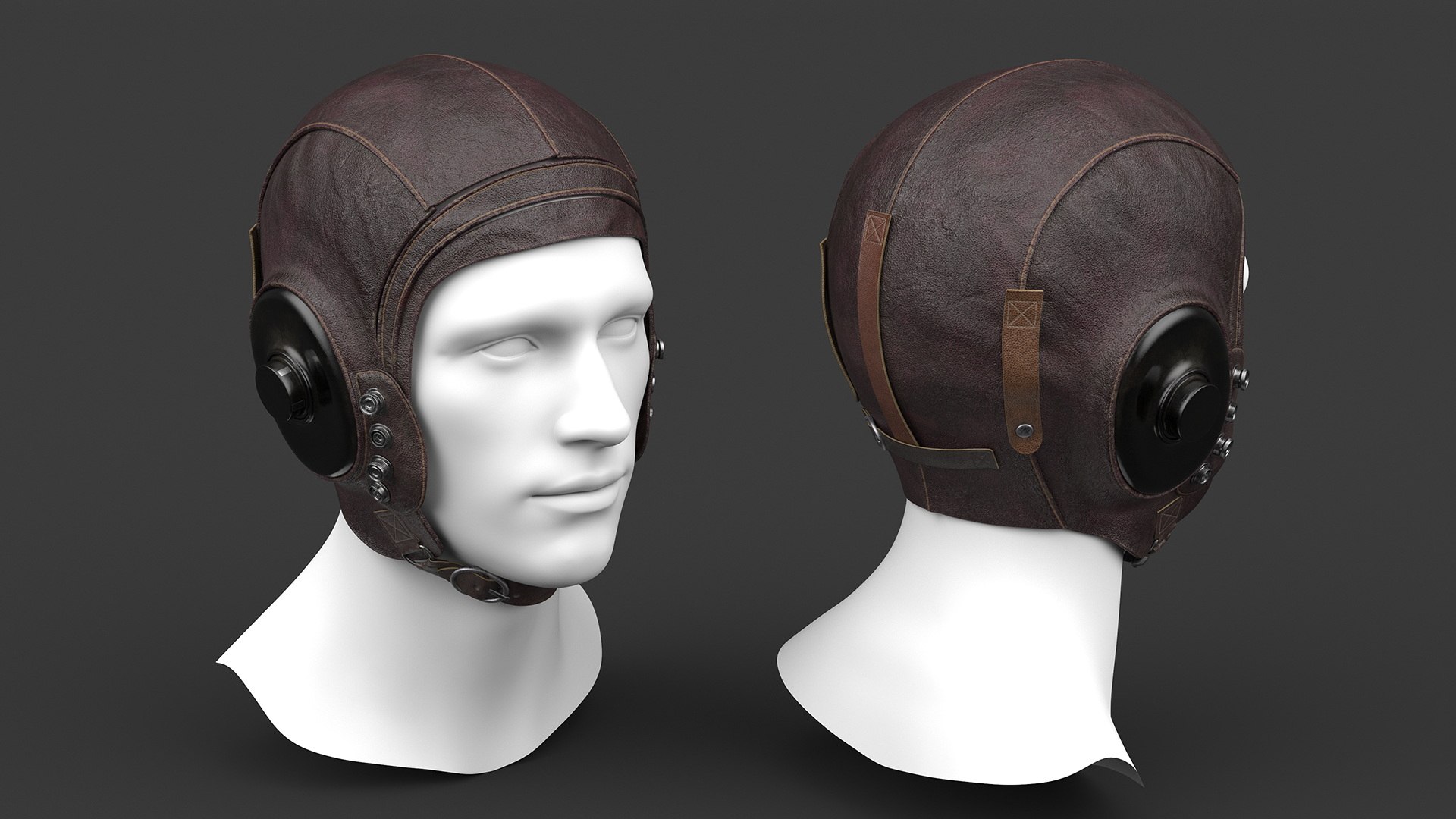 Retro Pilot Cap On Mannequin 3D Model - TurboSquid 2177409