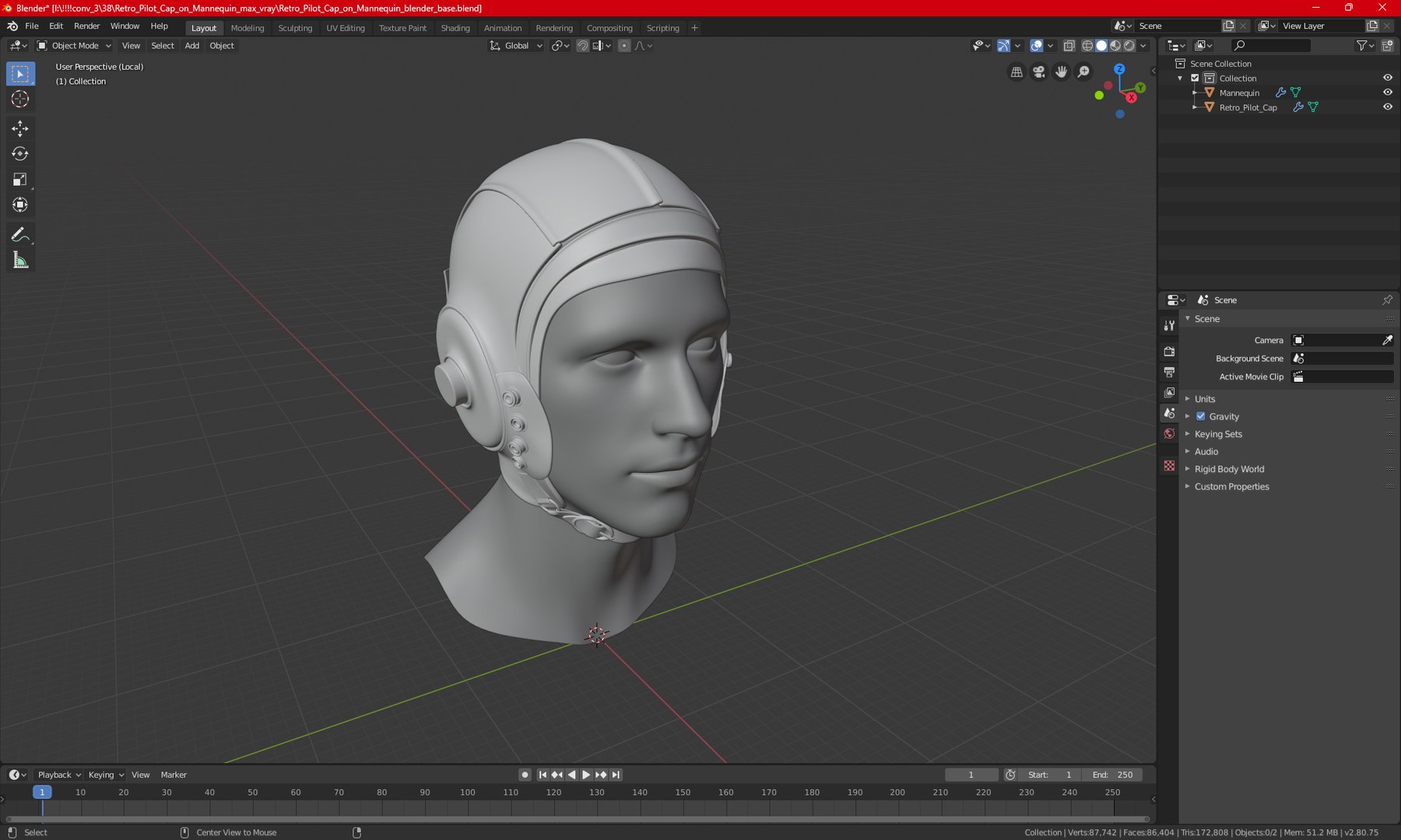 Retro Pilot Cap On Mannequin 3D Model - TurboSquid 2177409