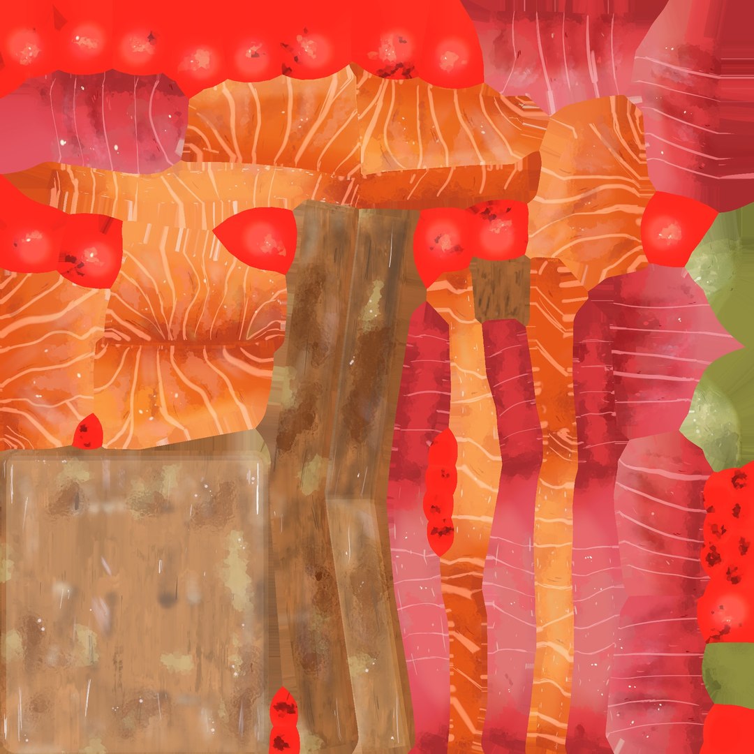 Hand-painted Sashimi 3D Model - TurboSquid 2045985