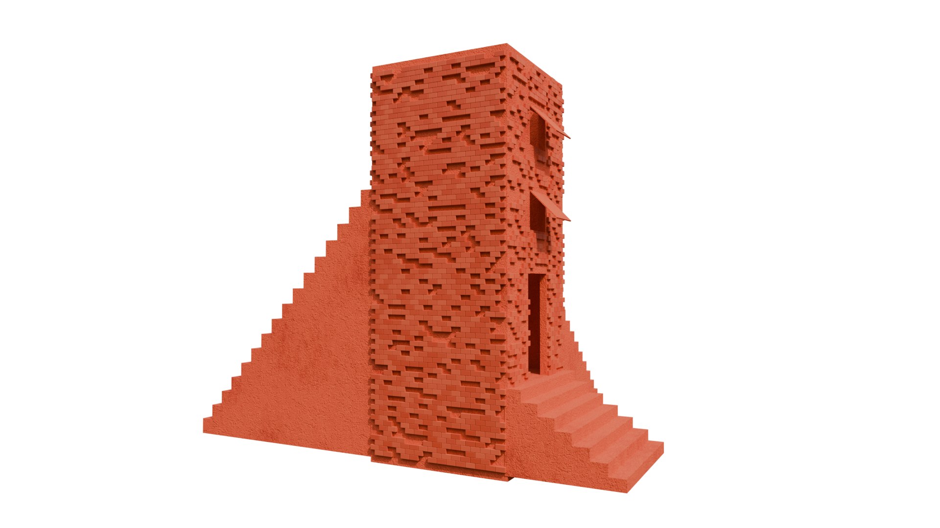 3D Gedung Persegi Panjang Dengan Tangga - TurboSquid 2204963