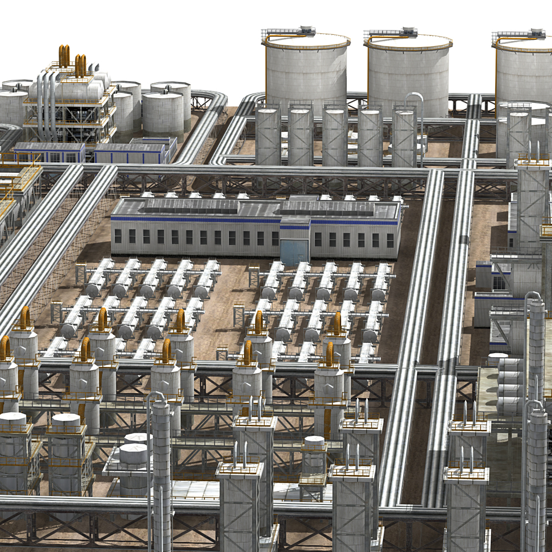 3d model chemical factory complex
