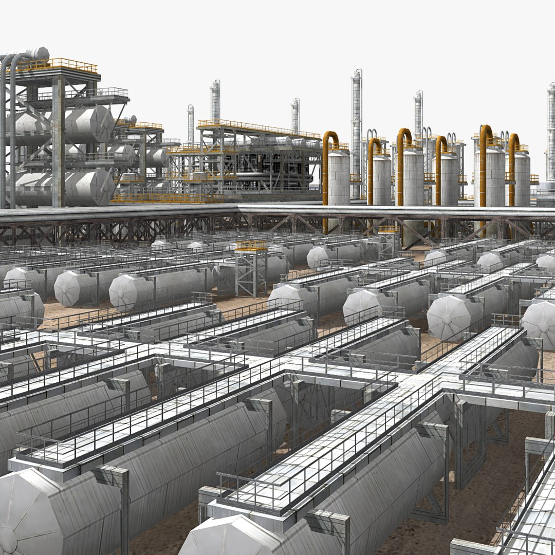 3d model chemical factory complex