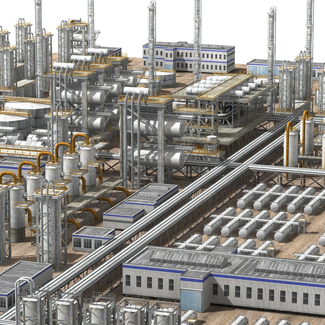 3d model chemical factory complex